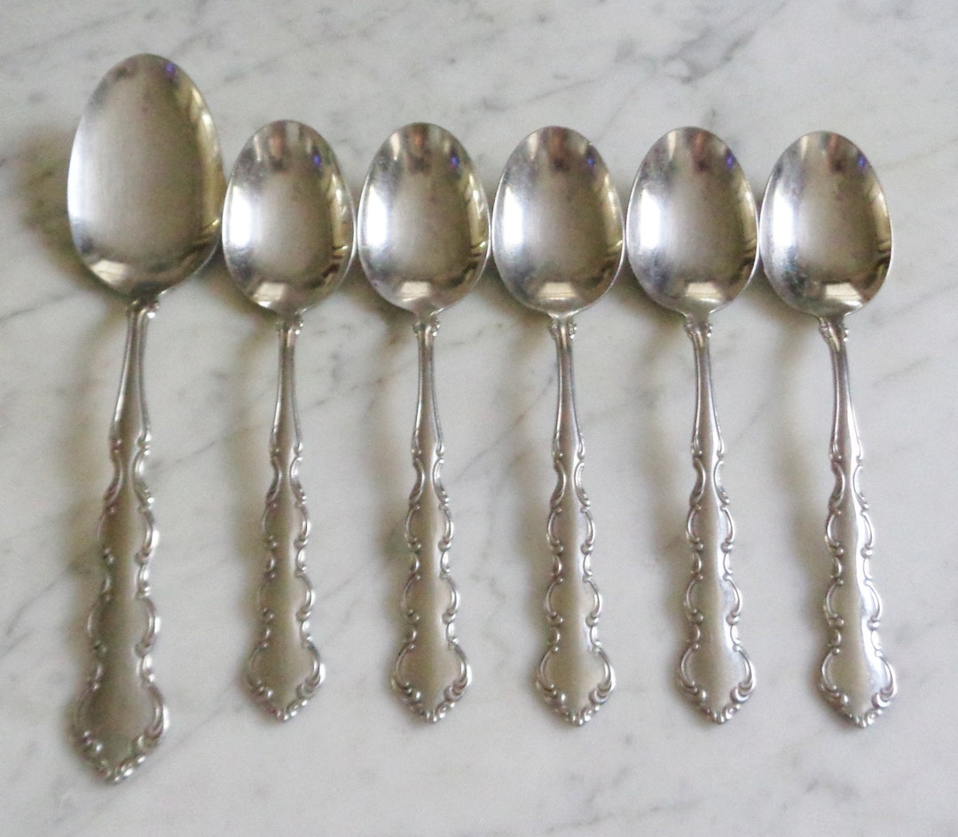 Oneida Deluxe Stainless Mozart Serving Spoon & 5 Table Soup Spoons - Etsy