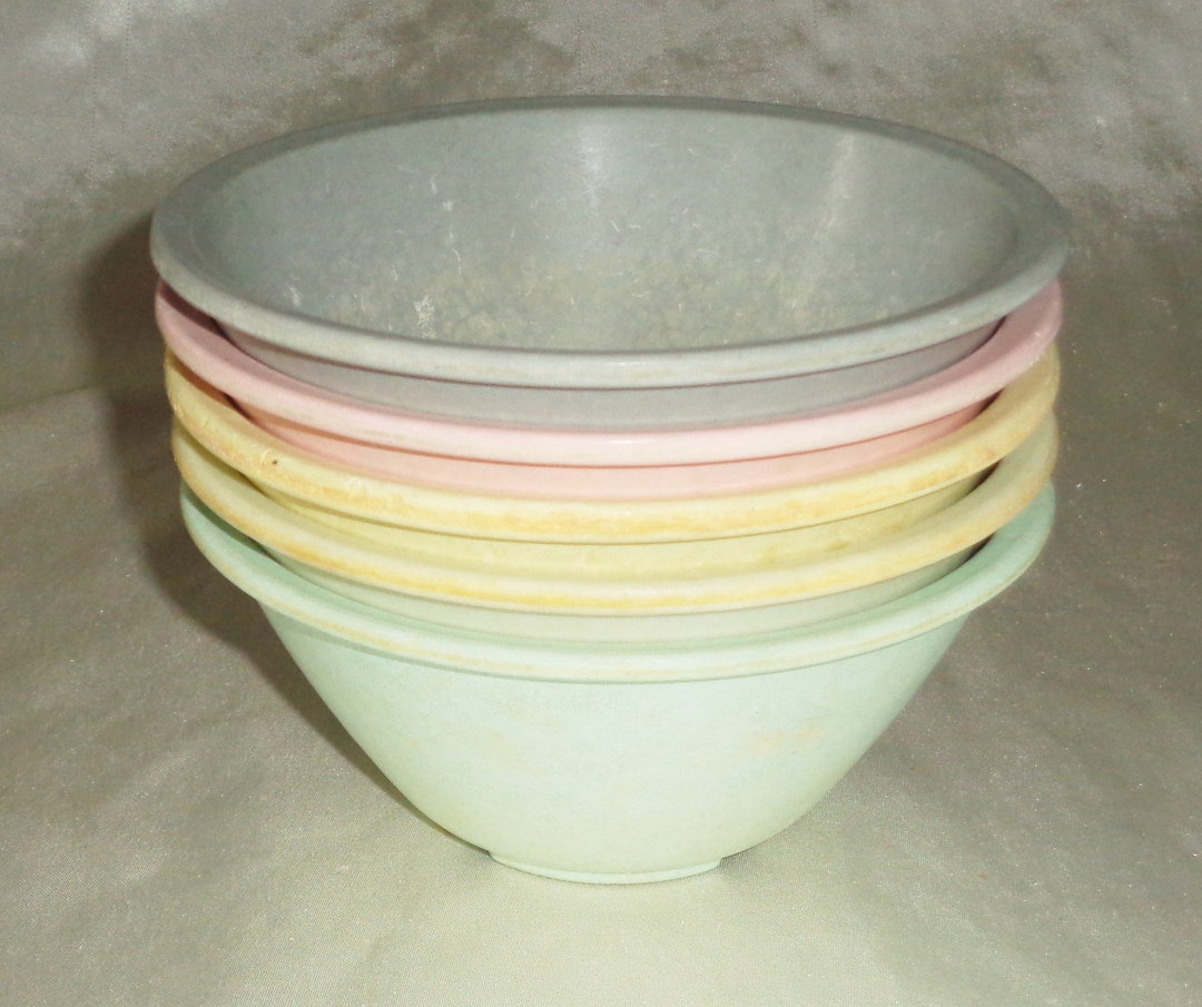 Set of 5 Pastel Colored Vintage Permelite Melamine Melmac Fruit & Chili ...