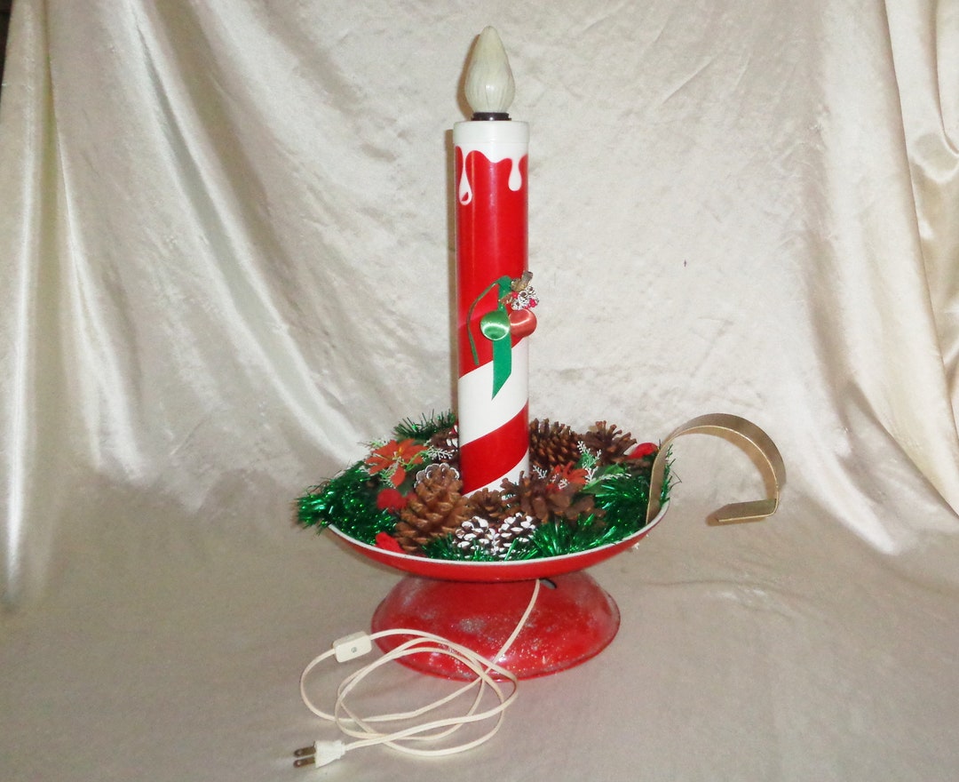 1950s/60s Christmas Candy Cane Candle Pole Metal Table Lamp by Jones ...