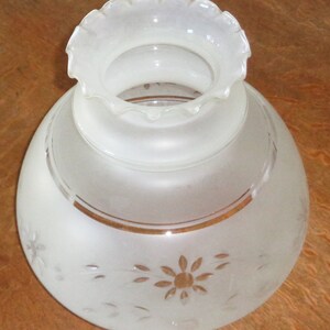 Large Frosted Etched Glass Ruffled Rim Light Fixture Hurricane Shade W ...