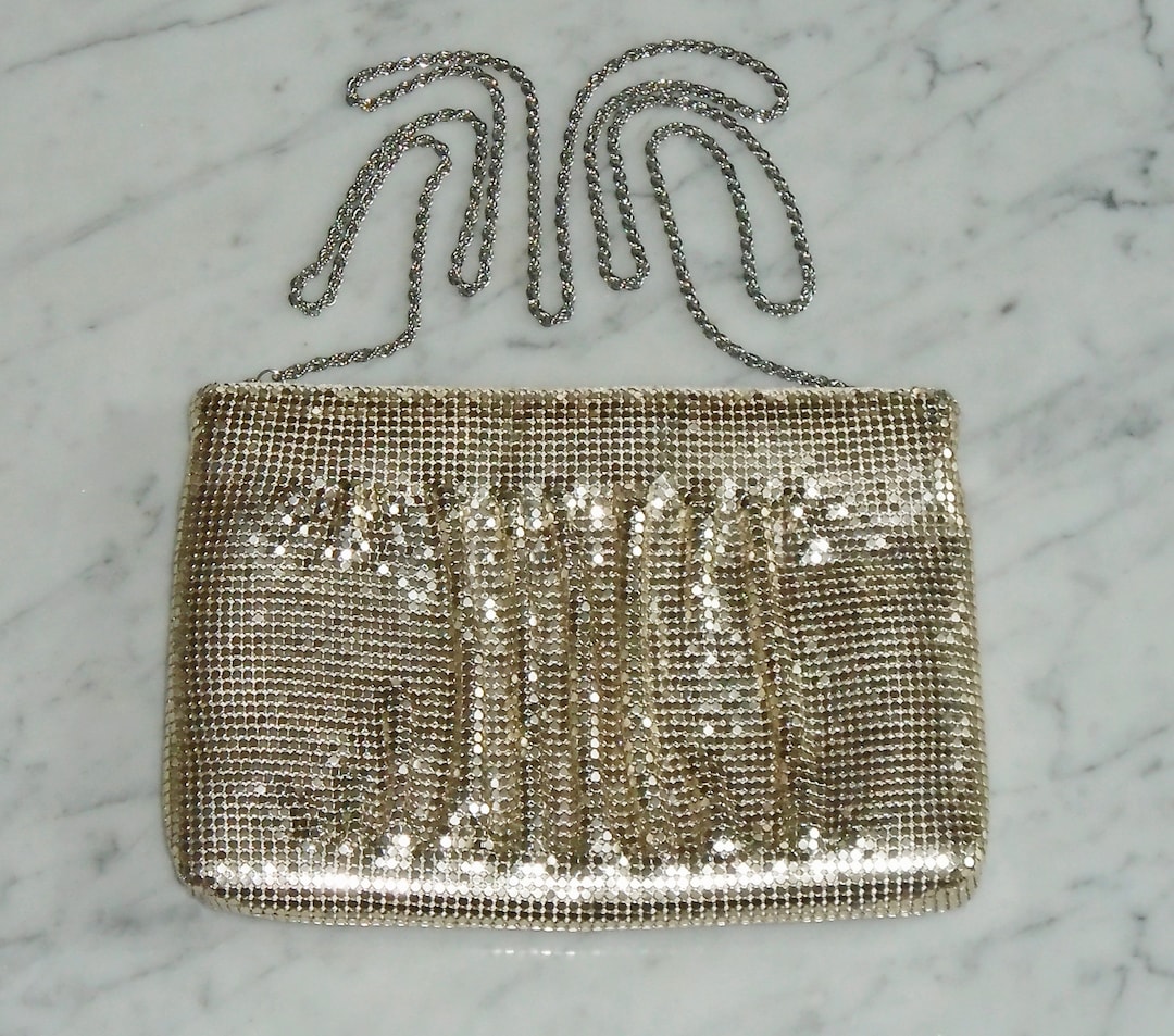 Metal Mesh Hand Bag Light Gold / Tan Artistry Metal Strap Clutch ...