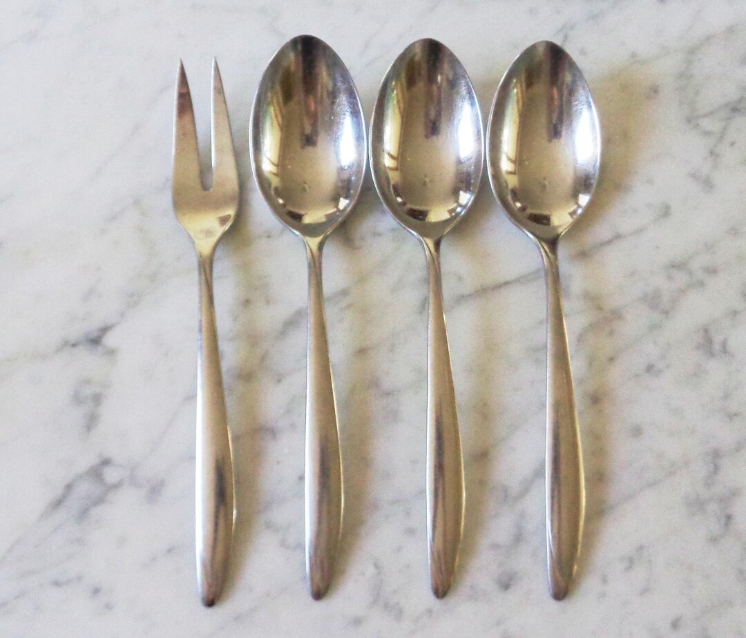 Spiral Stegor / Gorham Stainless Steel 3 Serving Spoons & Cold Meat ...