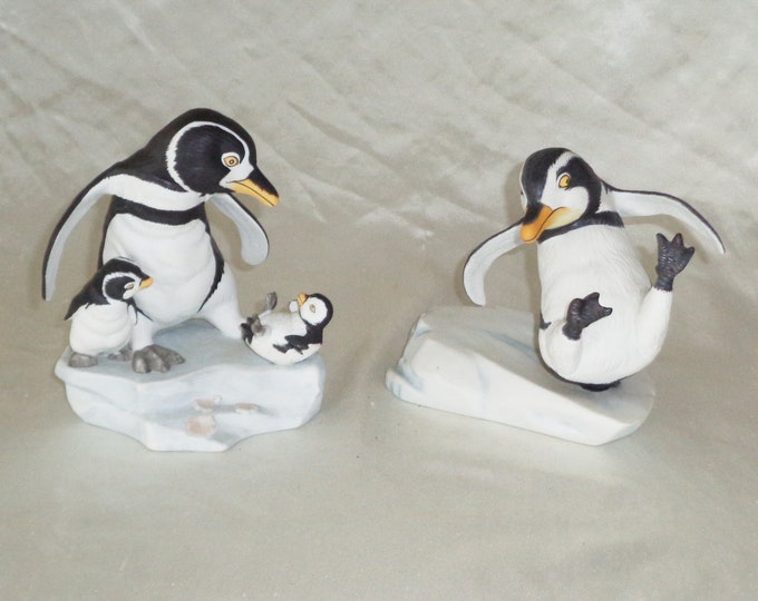 Franklin Mint Emblem Penguin Figures Statues Whoops! 1985 & Wow! 1987 ...
