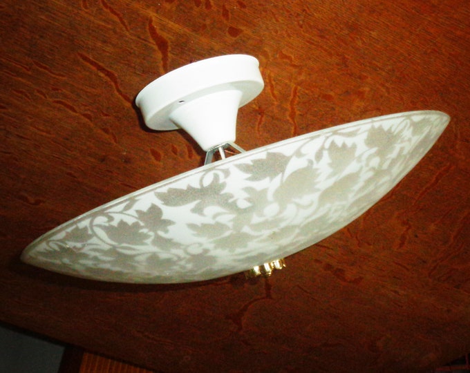 Frosted Maple Leaf Saucer Light Fixture Cover on 3 Bulb Electric ...