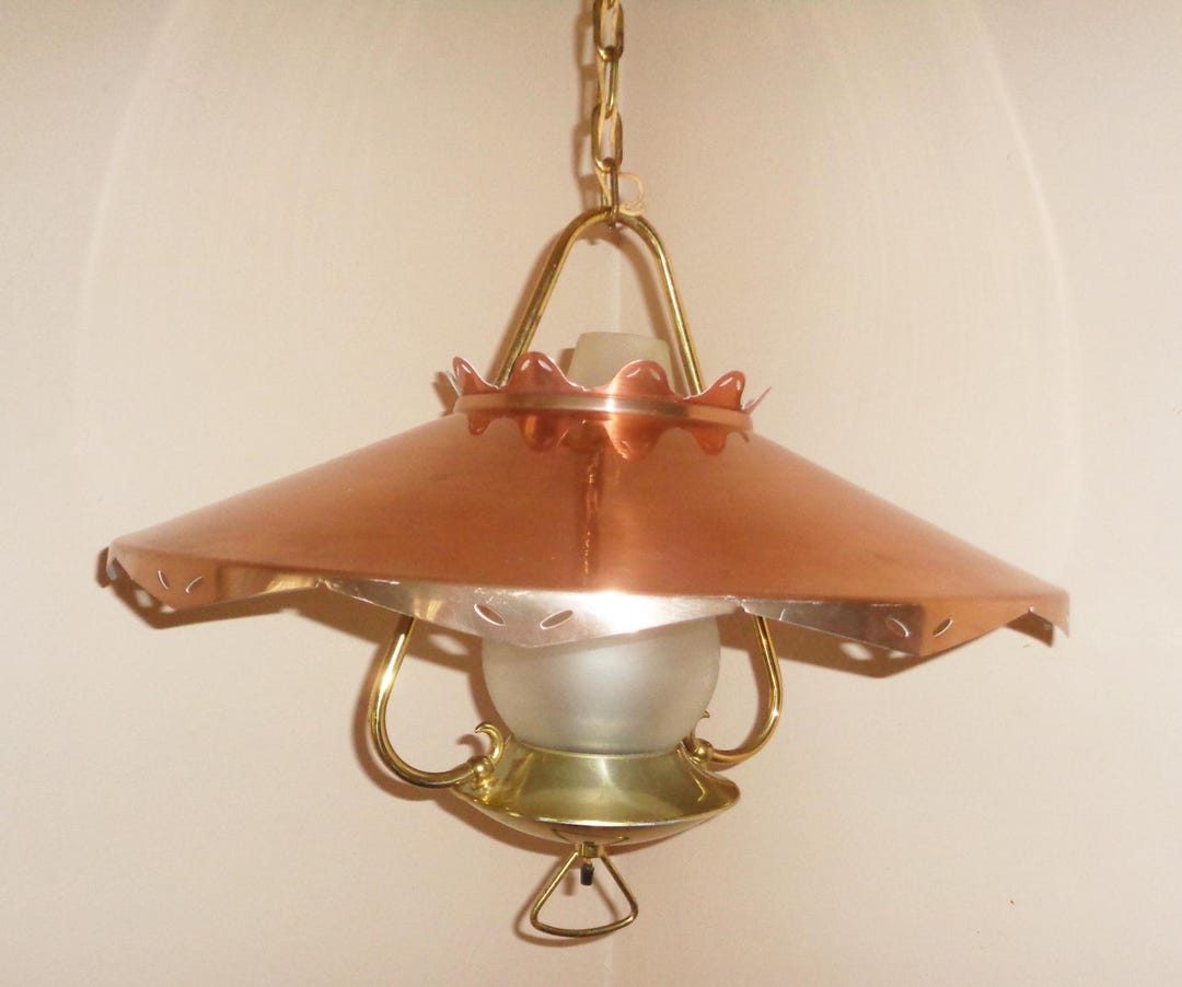 MOE Light Atomic Vintage MCM 20 Inch Copper Pendent Frosted Hurricane ...