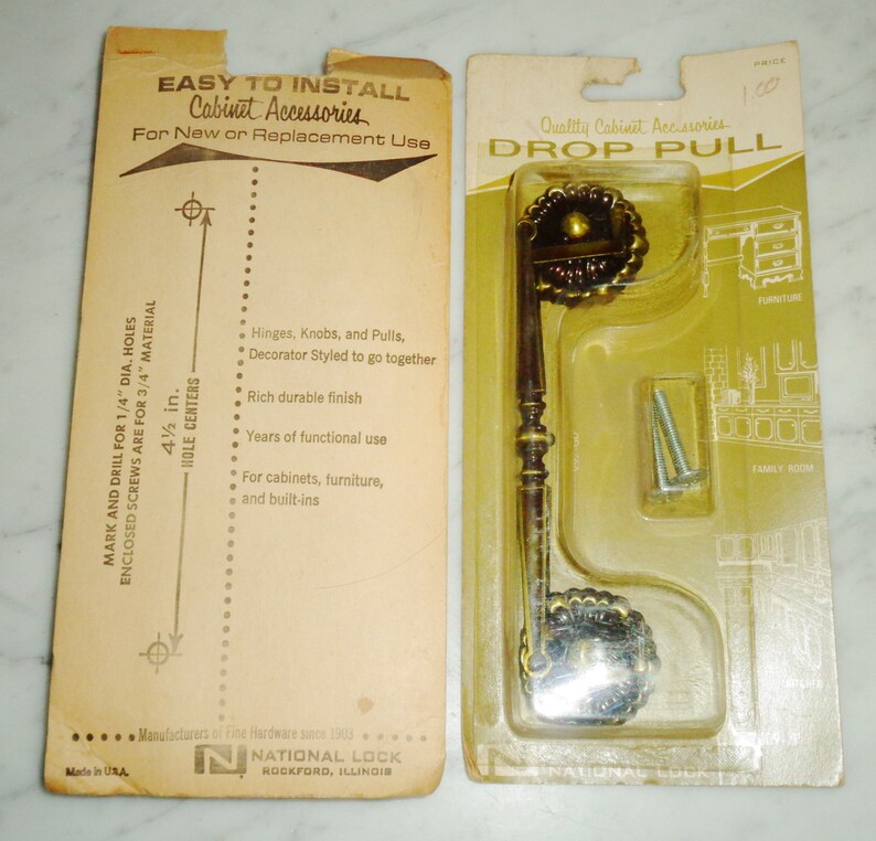 National Lock Drop Pulls Brass Bail & Post Cabinet Door Drawer - Etsy ...