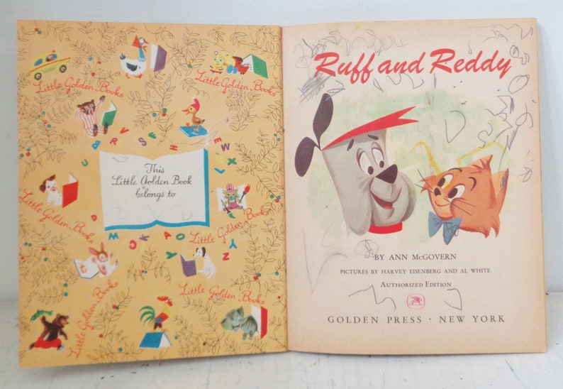 Ruff and Reddy Little Golden Book 25c 1959 #378 First "a" Edition ...
