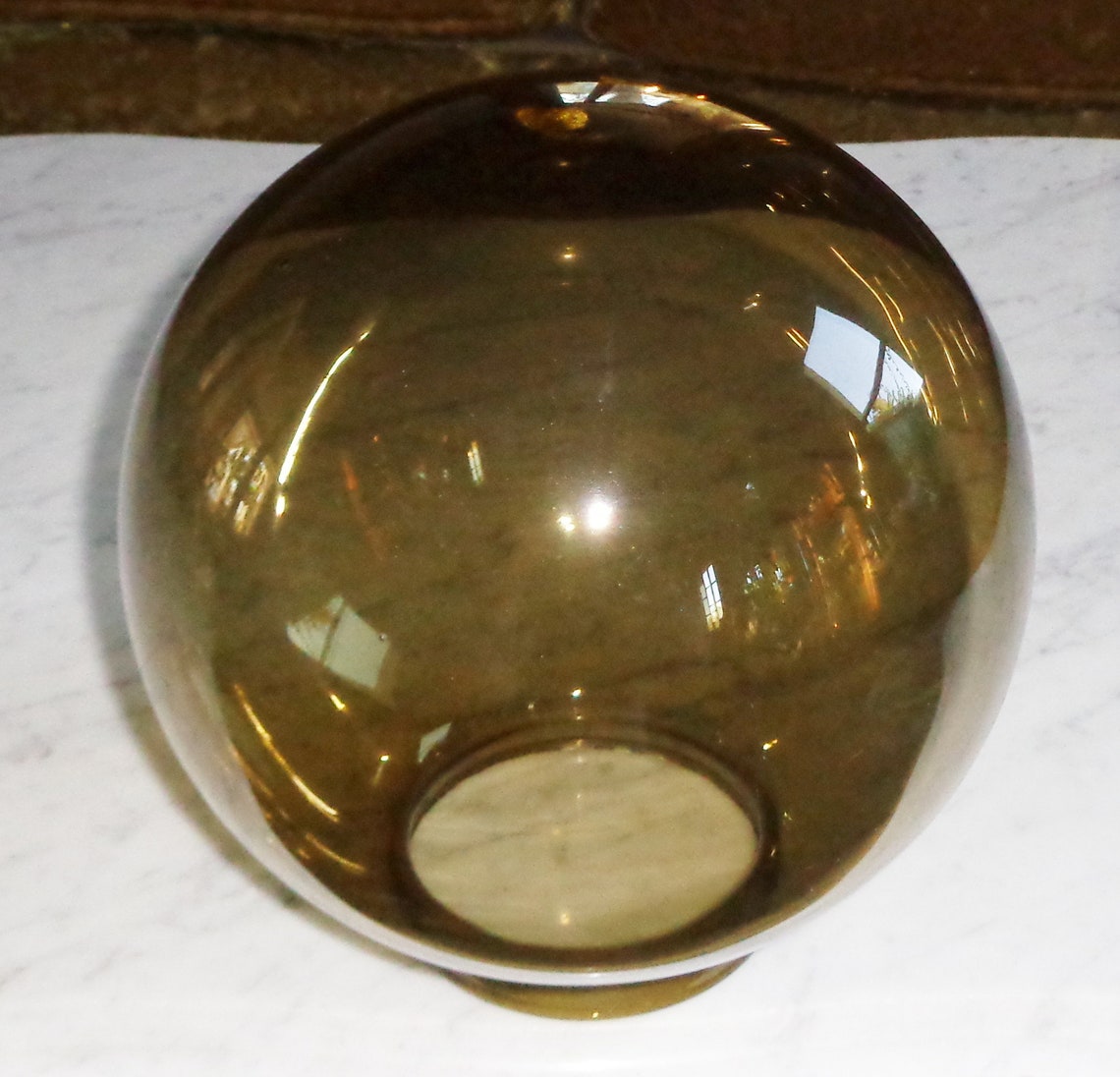 Large 8 Inch Shinny Amber Colored Glass Ball Orb Globe, Vintage, 3 1 ...