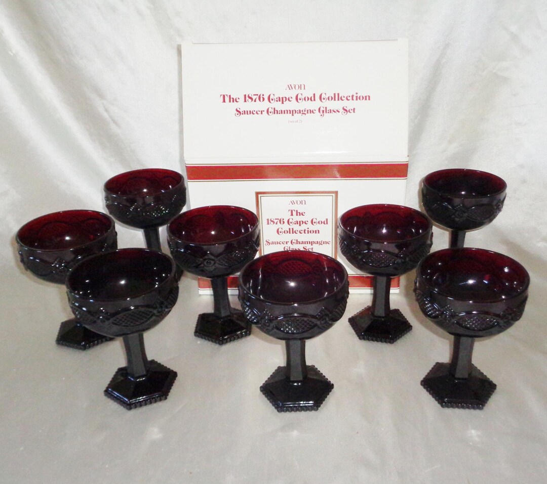 Avon Cape Cod Set of 8 Saucer Champagne Glass, Vintage 5 3/8 In, 1 Box ...