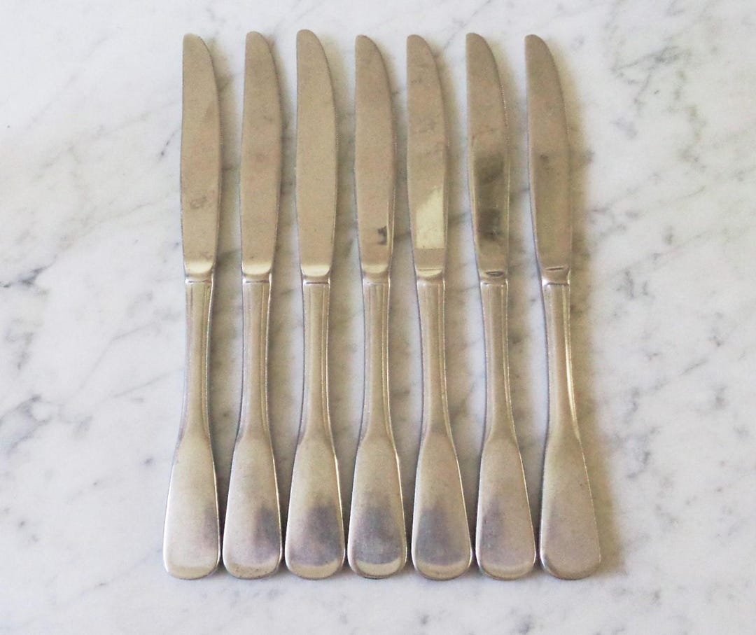 7 Oneida Colonial Boston Minute Men Stainless Steel Solid Handle Dinner ...