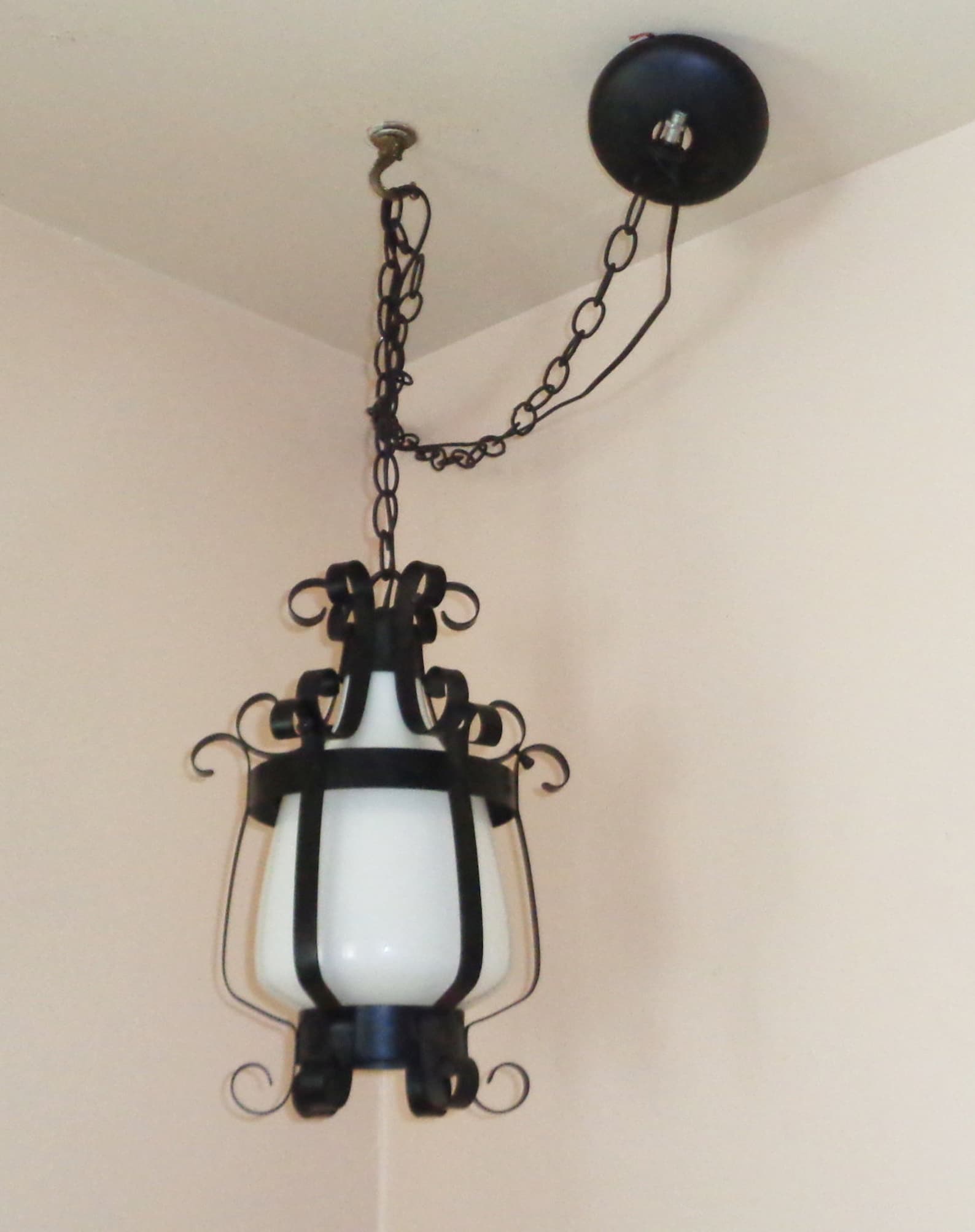 Virden Lighting Black Twisted Metal Lantern Glass Hanging Pendent Light ...