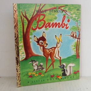Walt Disney's Bambi Little Golden Book 25c #D90 1948 "t" Edition Golden ...