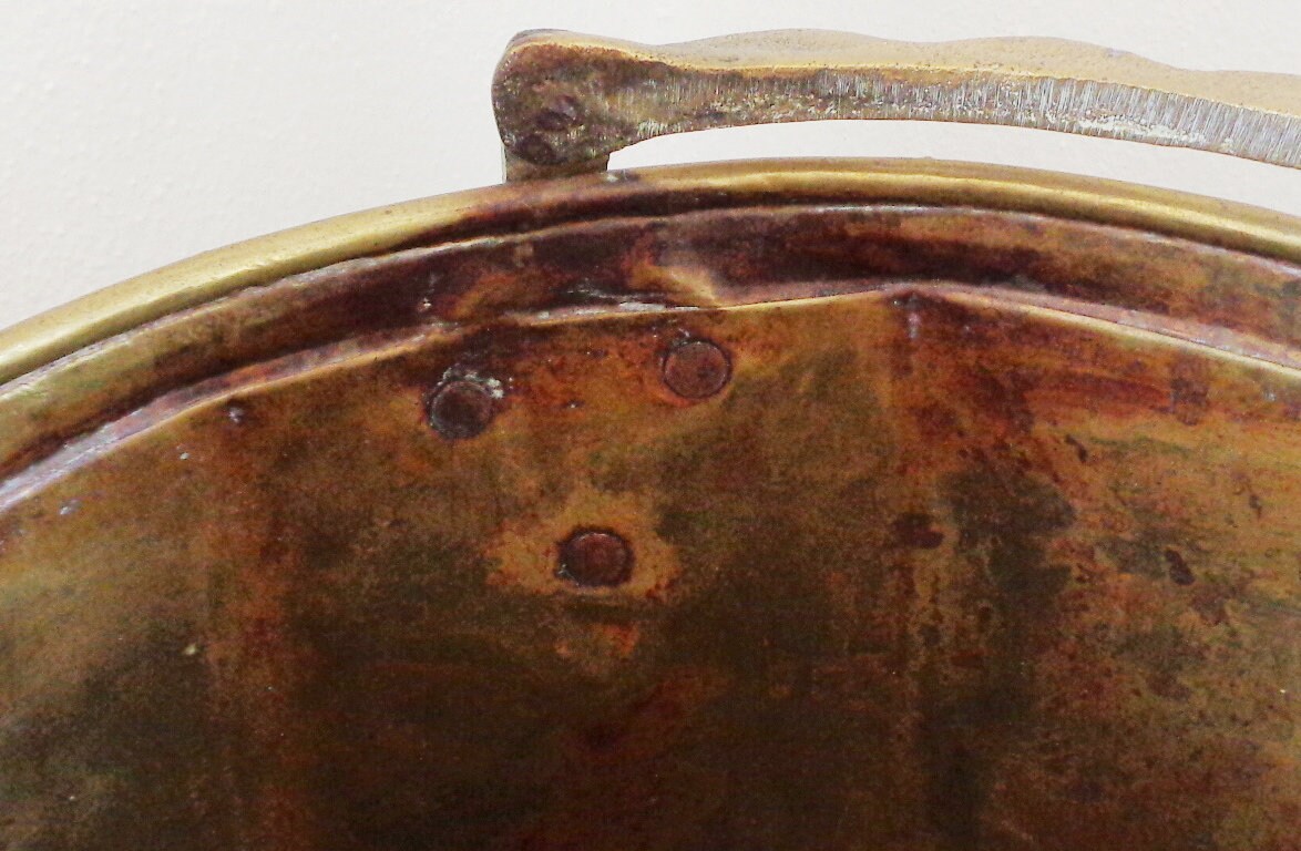 Copper Kettle Cauldron LARGE Rare Primitive Antique Footed Brass Bronze ...