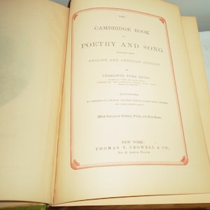 The Cambridge Book of Poetry and Song 1882 Illustrated HC Book - Etsy