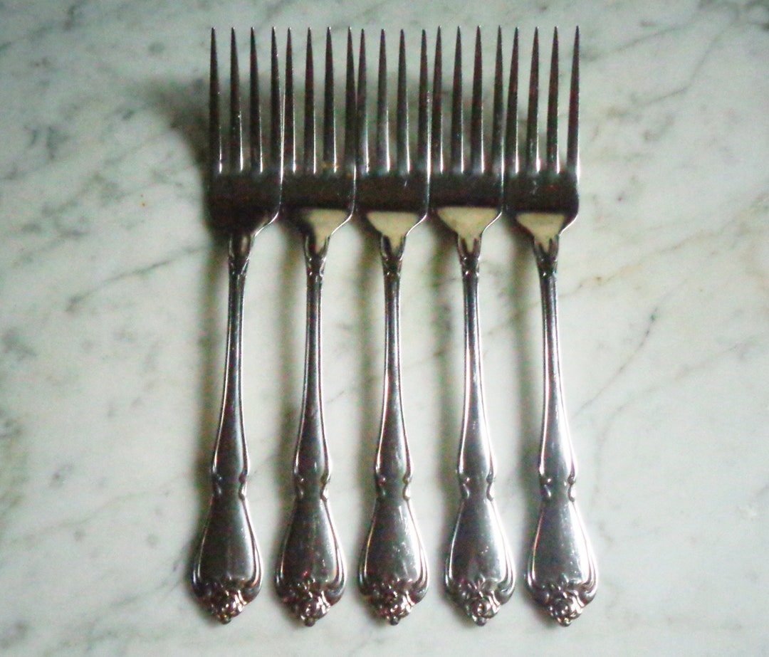 True Rose 1881 Rogers Stainless Oneida USA Set of 5 Dinner Forks - 7 1/ ...