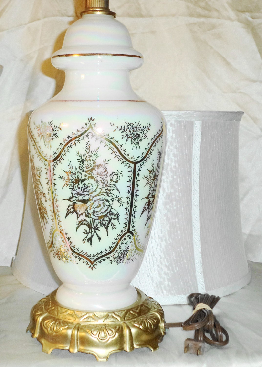 Table Lamps Set Accurate Casting Iridescent Glass W Rose Gold - Etsy