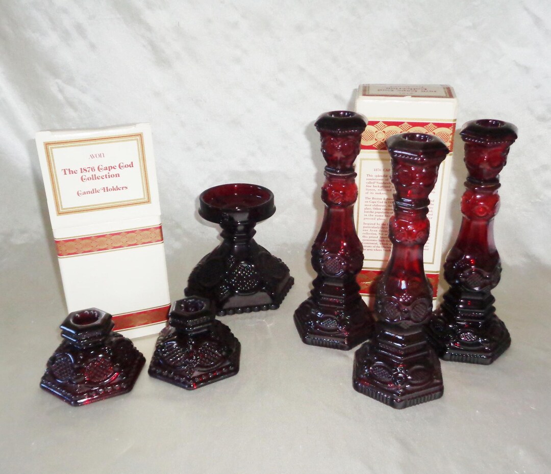 Avon Cape Cod Heart Candleholders Set~ Pillar, Taper & Candle Sticks ...