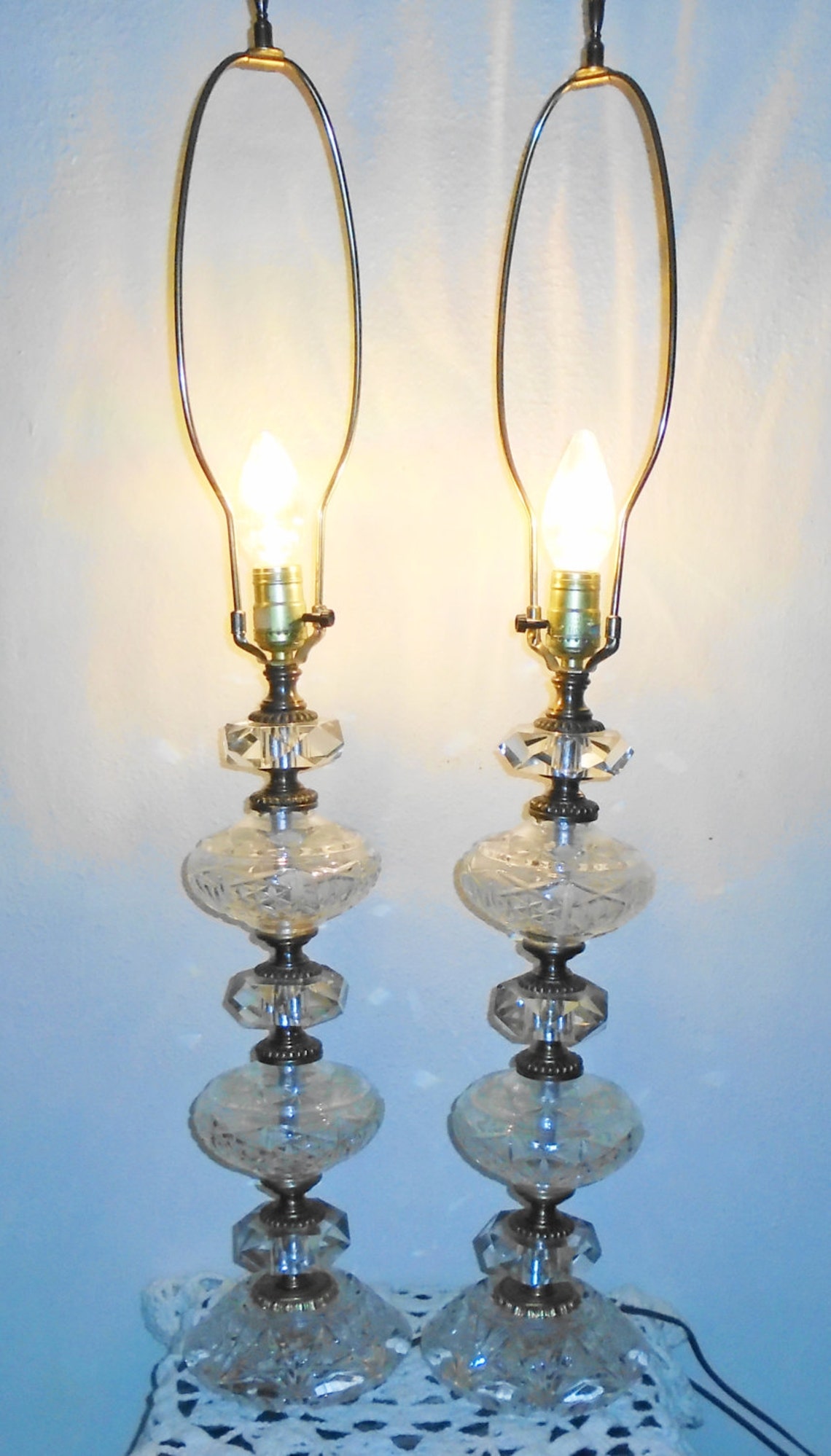 Bohemian Lead Crystal Czechoslovakia Table Lamps Set of 2 RARE - Etsy