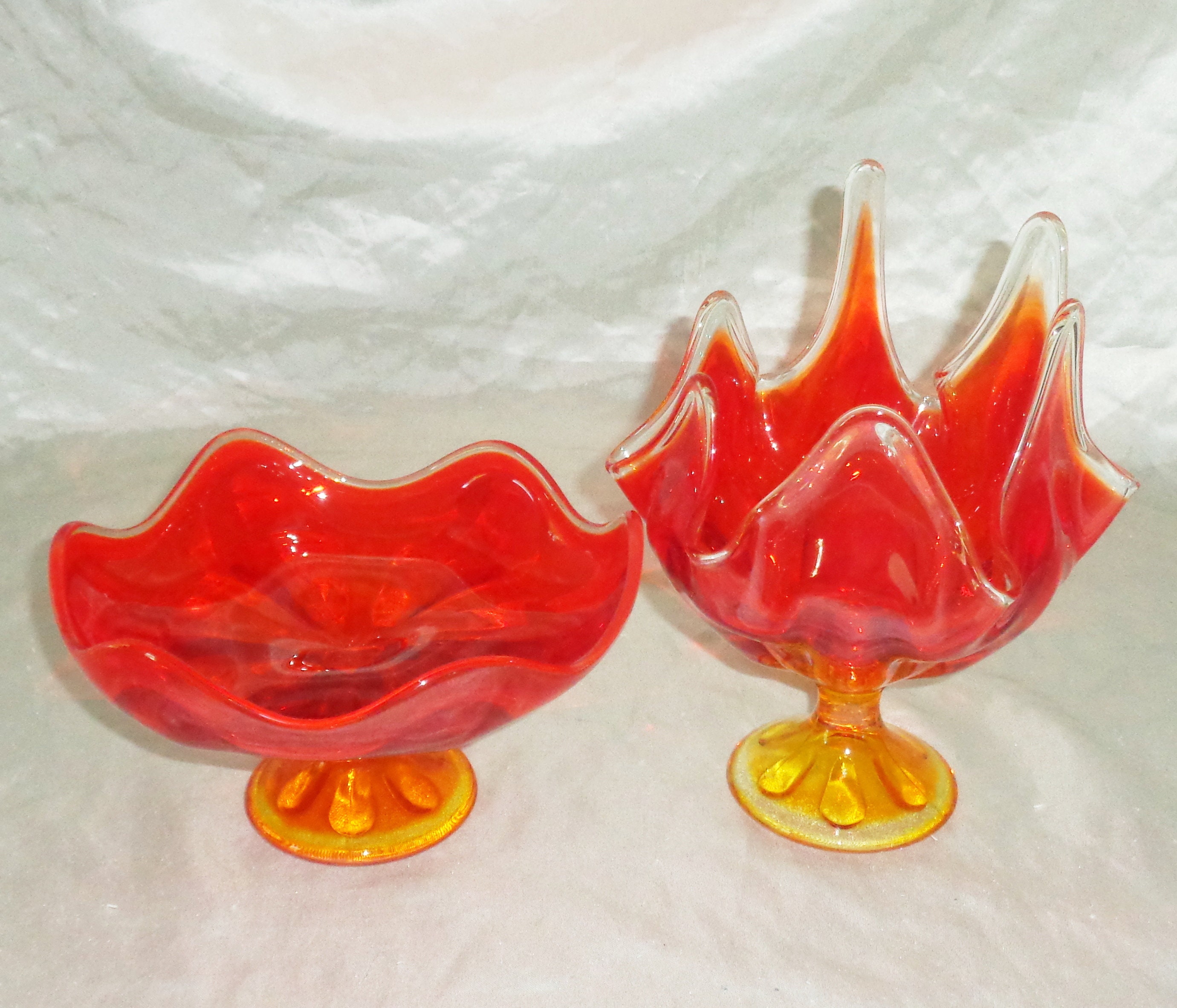 Vases Viking Persimmon Glass Retro Pedestal Bowl Compote Home Décor ...