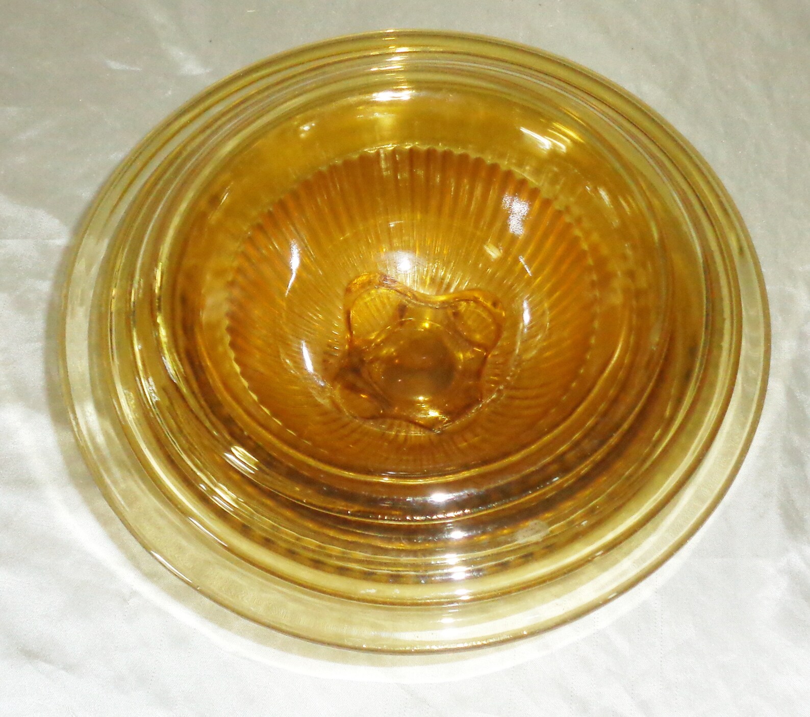 Federal Glass Co Mixing Bowl Set of 4 Graduated Bowls in Amber Yellow ...
