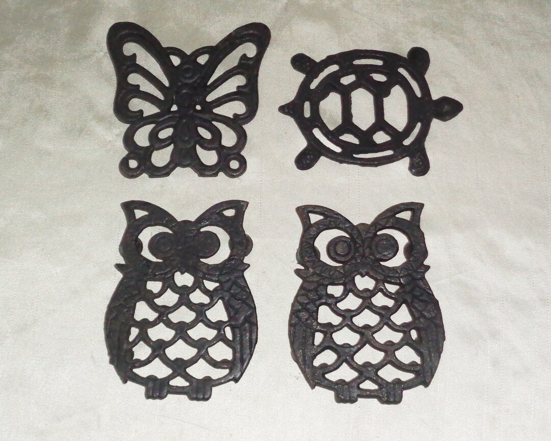 Mini Animal TRIVET Set ~ Black Metal Butterfly, Turtle & Owls - Etsy