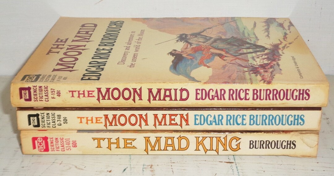 3 Ace Sci Fi Classic Edgar Rice Burroughs Books ~ the Moon Men, the Mad ...