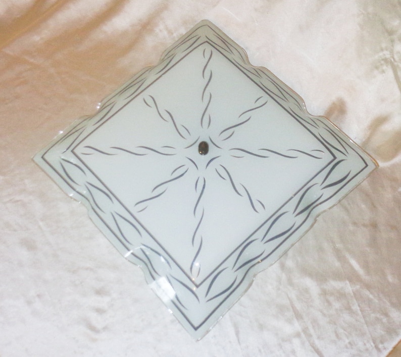 Square Upturn Rim Ceiling Light Fixture Cover on 3 Bulb Electric ...