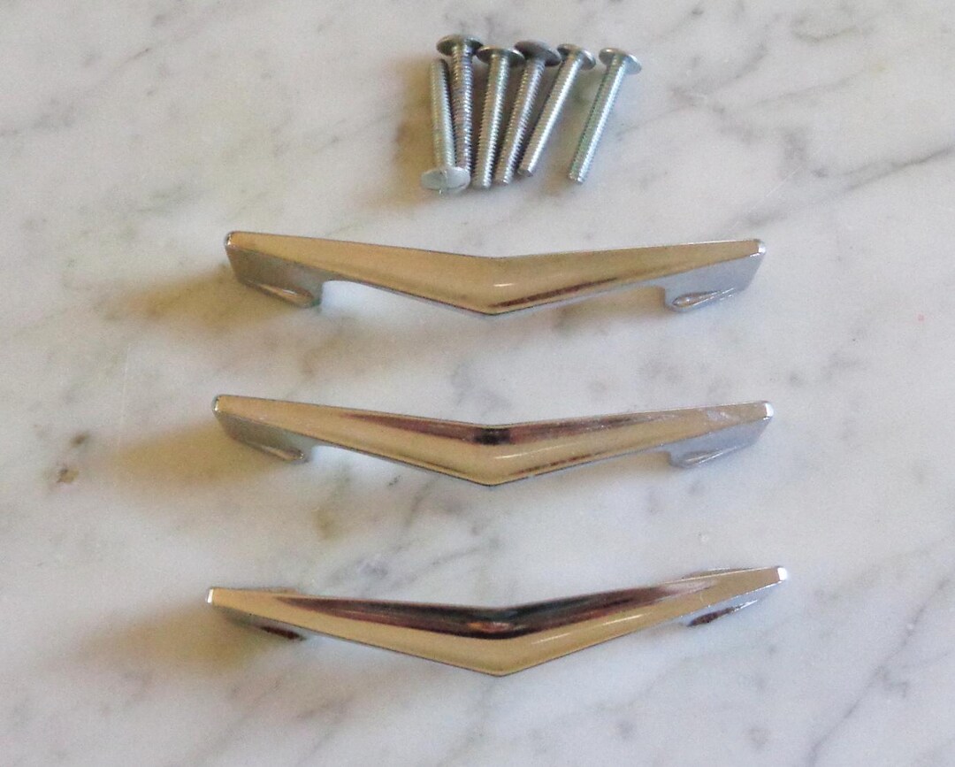 3 Ajax Chevron Boomerang Concave Cabinet Drawer Pull Handles 3 3/4in ...