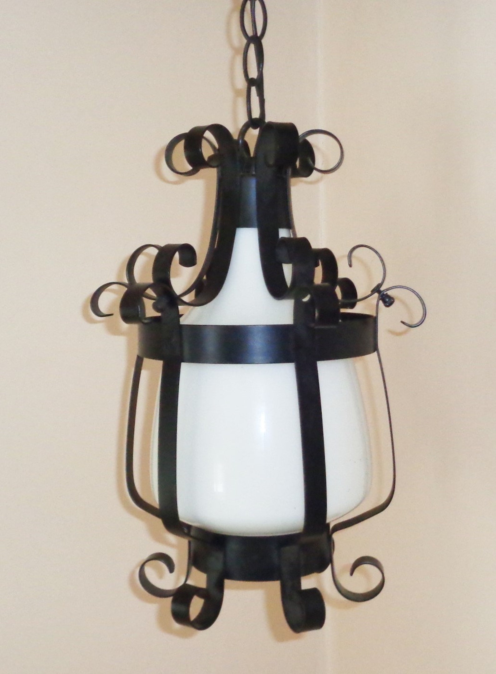 Virden Lighting Black Twisted Metal Lantern Glass Hanging Pendent Light ...