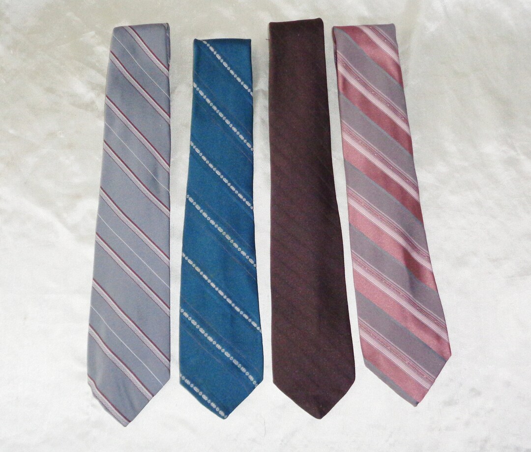 4 Mens Neck Tie's, Ketch, Vintage 1980s Polyester in Brown Green Gray ...