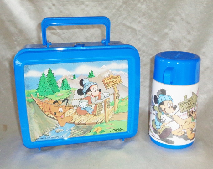 Disney's Mickey Mouse & Pluto Aladdin Lunch Box and Thermos, Vintage - Etsy