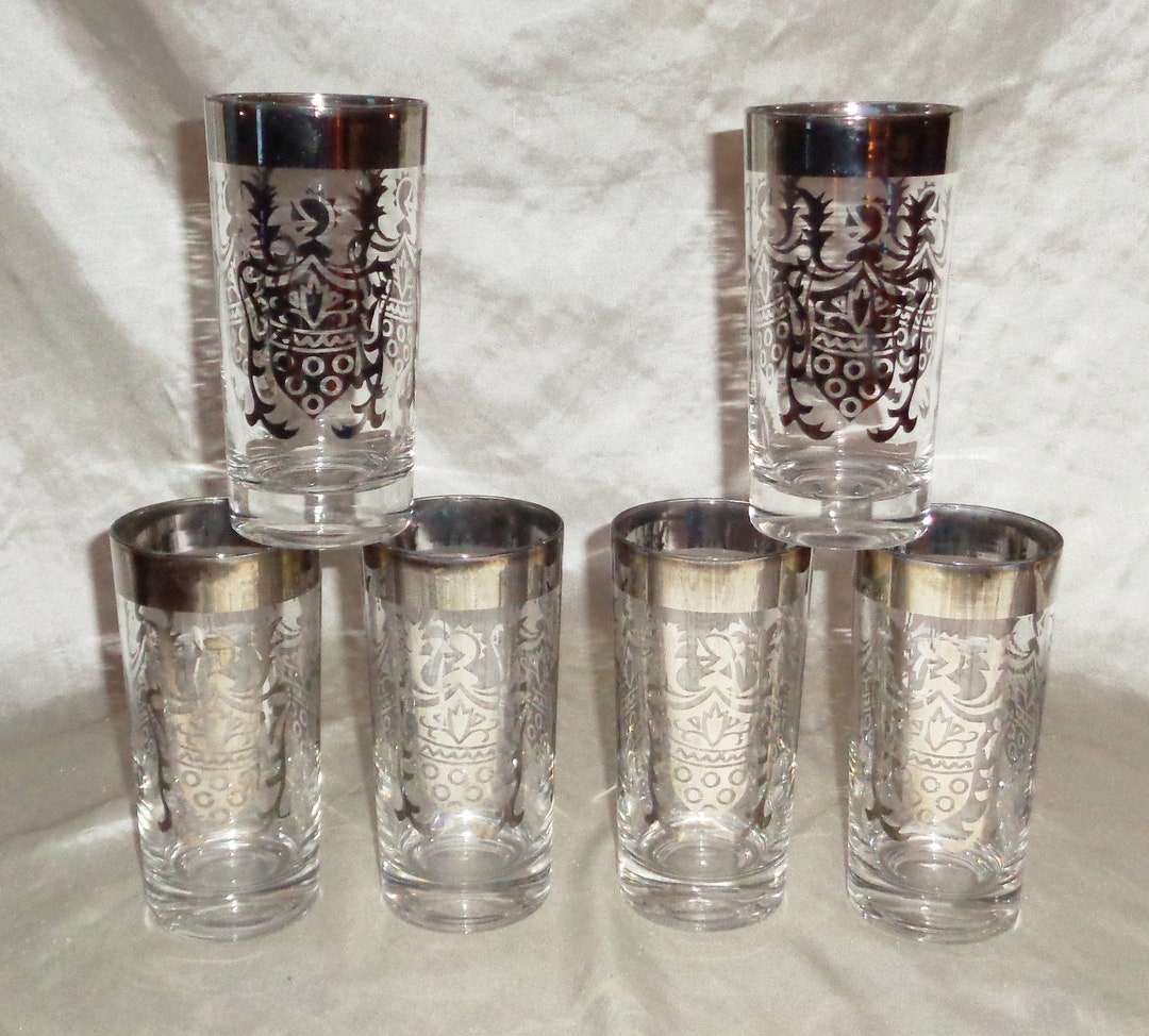 6 Kimiko Medieval Knight Shield Crest Drink Tumblers, Vintage MCM 5 5/8 ...