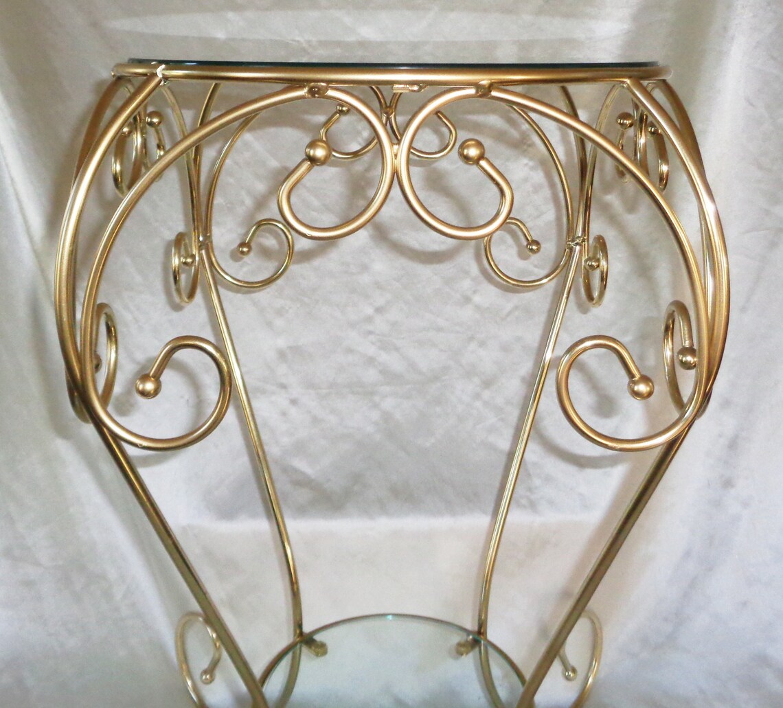2-tier Glass Iron Rod French Revival Etagere End Table Plant Stand ...