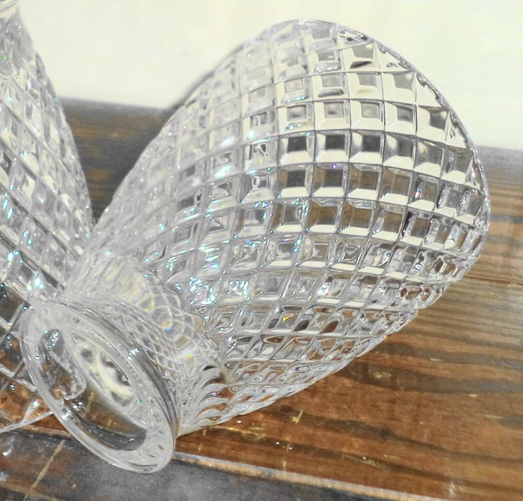 Vintage Diamond Pattern Crystal Wall Sconce Fixture Shade ~ 4 7/8 X 4in ...