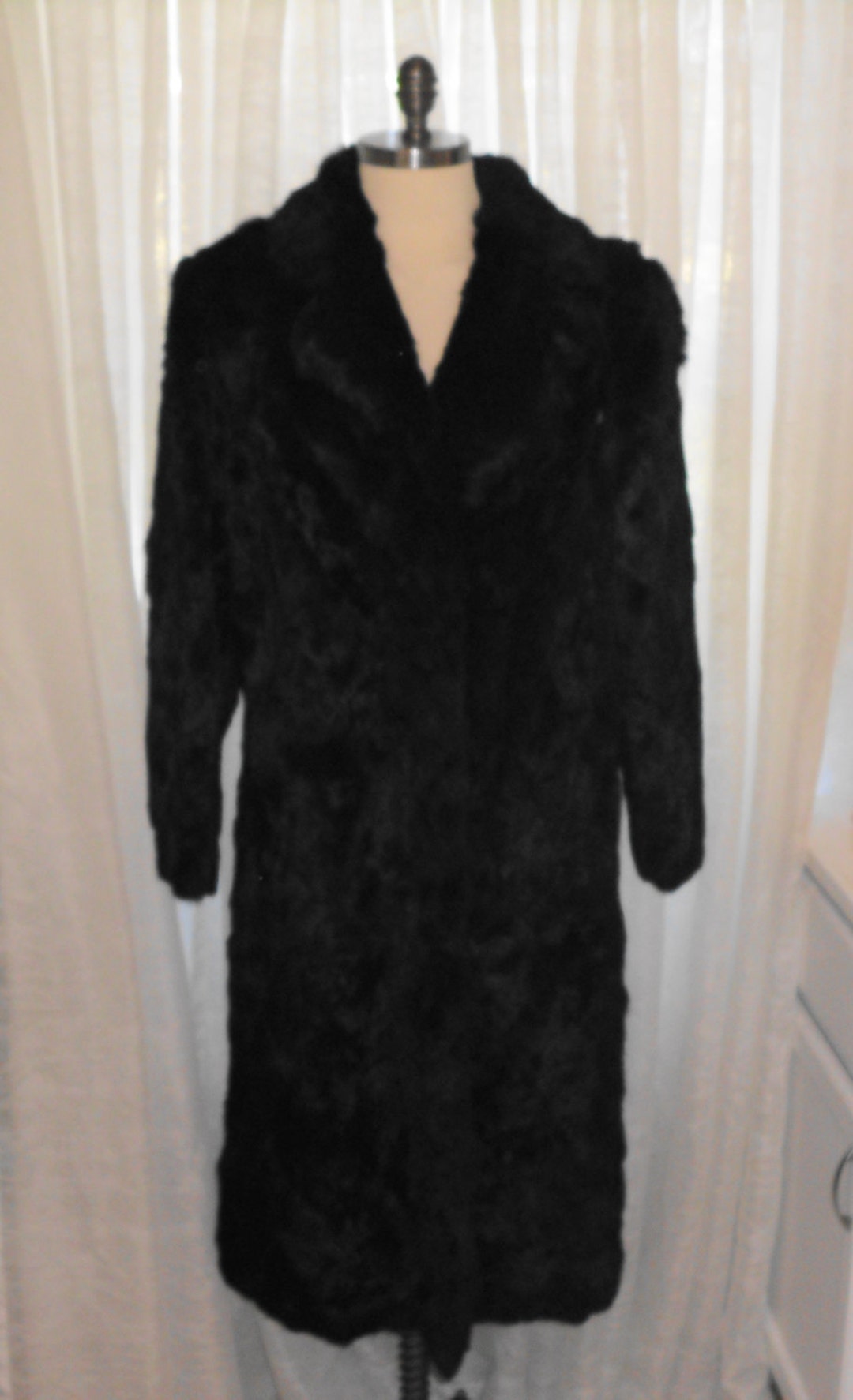 FUR Princess Coat Beautiful Vintage 1960s Full Length Black Rabbit FUR ...