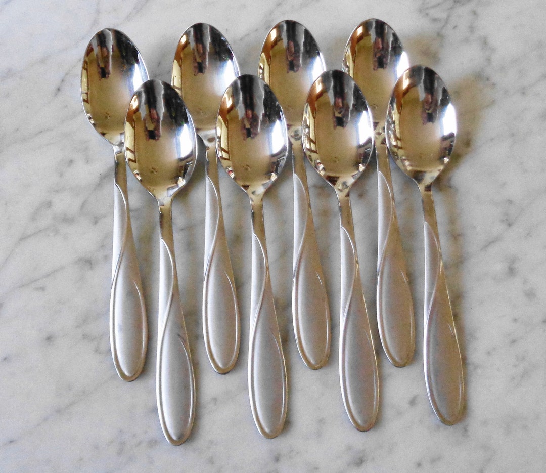 8 Cambridge Stainless Gabriella Sand Pattern Teaspoons ~ 6 7/8 Inches ...