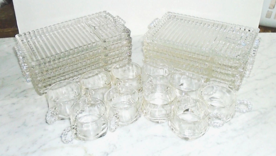 Hazel Atlas Candlewick Boopie Snack Sets 20pc Vintage ~ 10 Cups, 10 ...