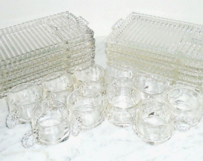 Hazel Atlas Candlewick Boopie Snack Sets 20pc Vintage ~ 10 Cups, 10 ...