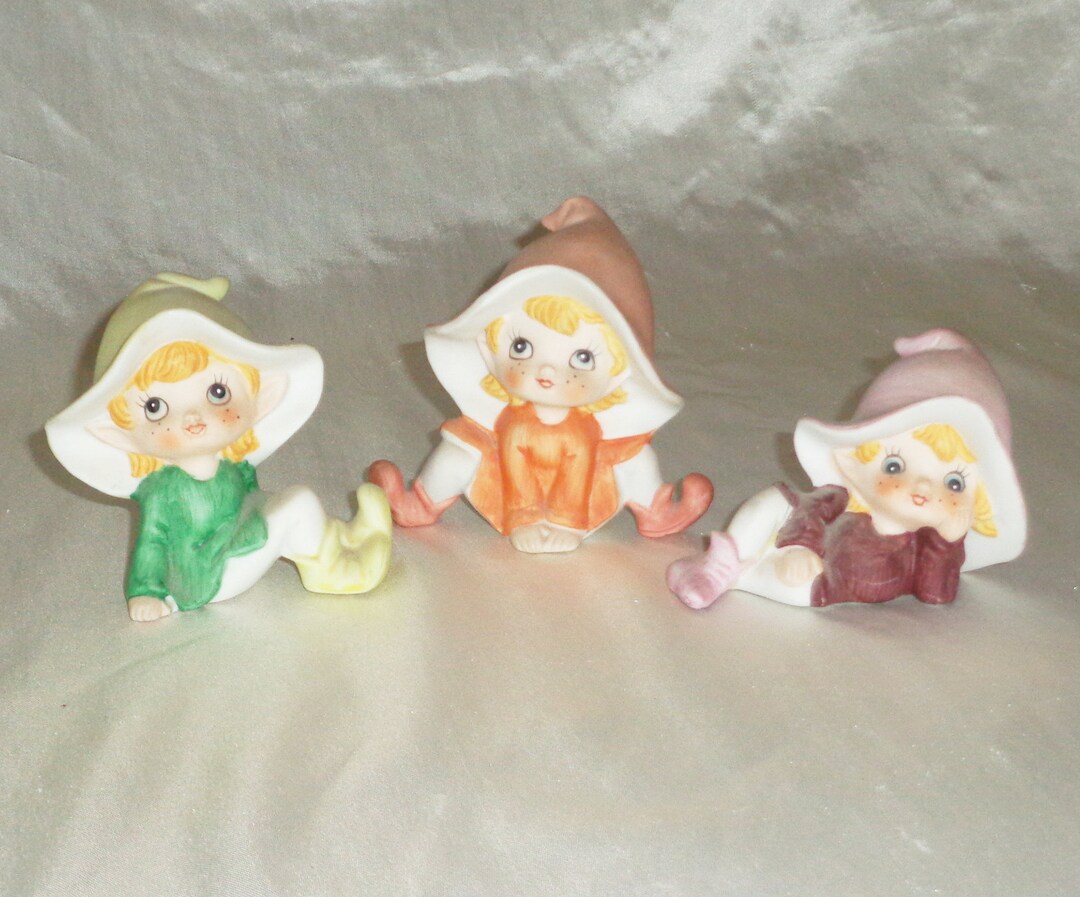 Homco Dwarf Elf Gnome Set of 3 Figures #5213 Made in Taiwan - Etsy