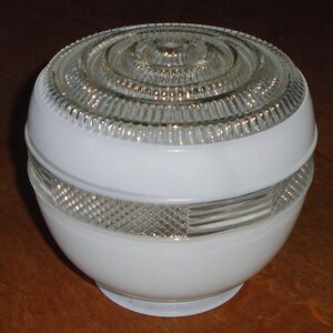 Bullseye Glass Light Fixture Cover 6x6inch Vintage Mid Century White ...