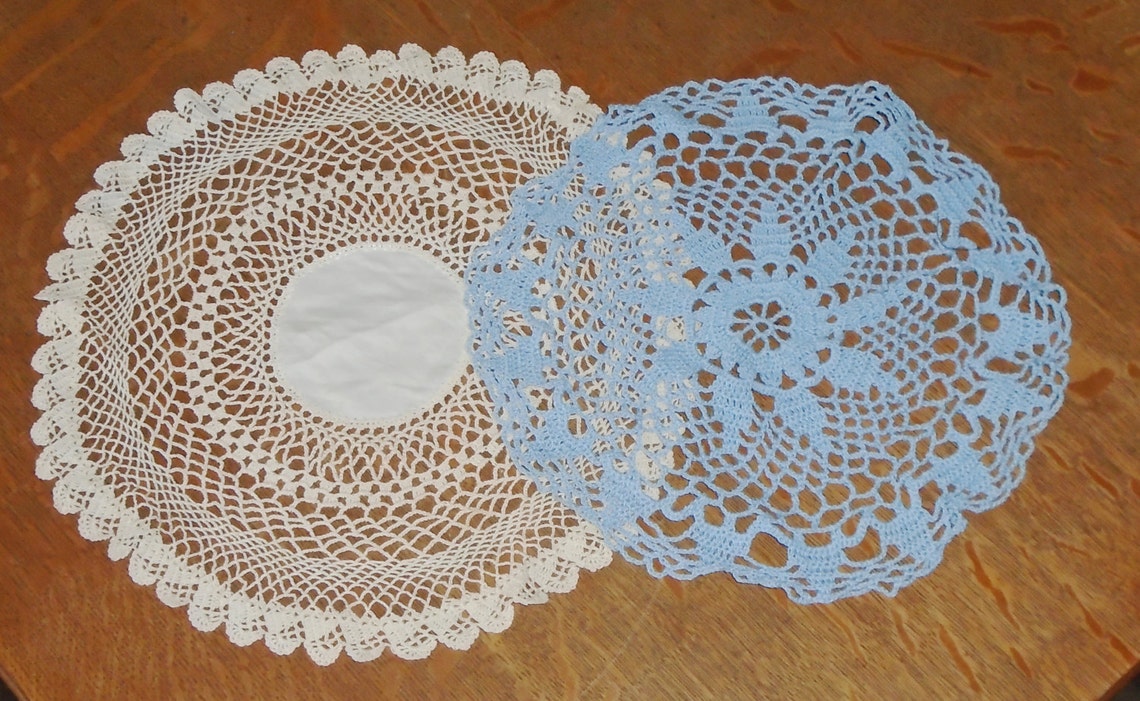 Set of 5 Vintage Round Colorful Crocheted Table Doily Doilies - Etsy