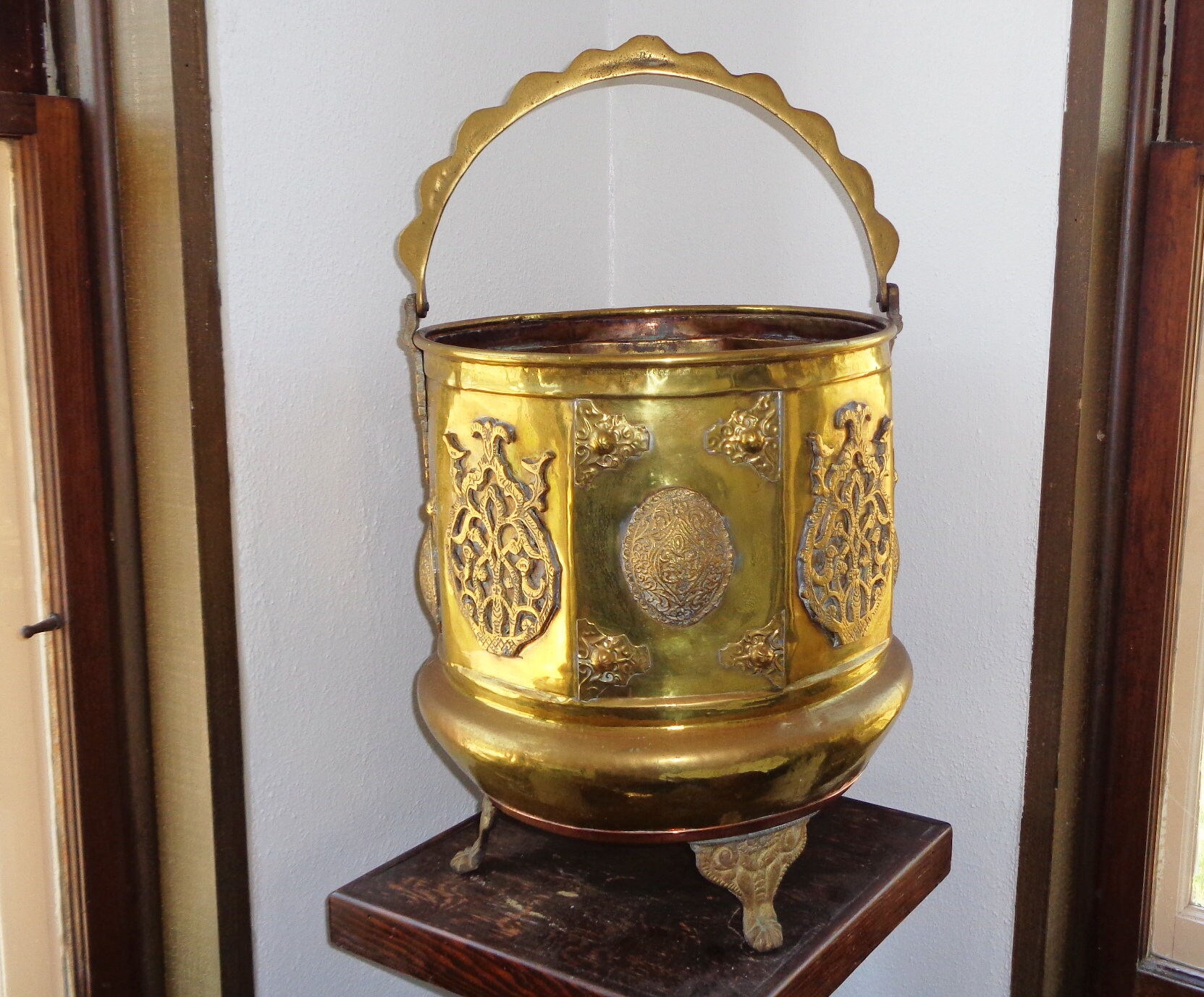 Copper Kettle Cauldron LARGE Rare Primitive Antique Footed Brass Bronze ...