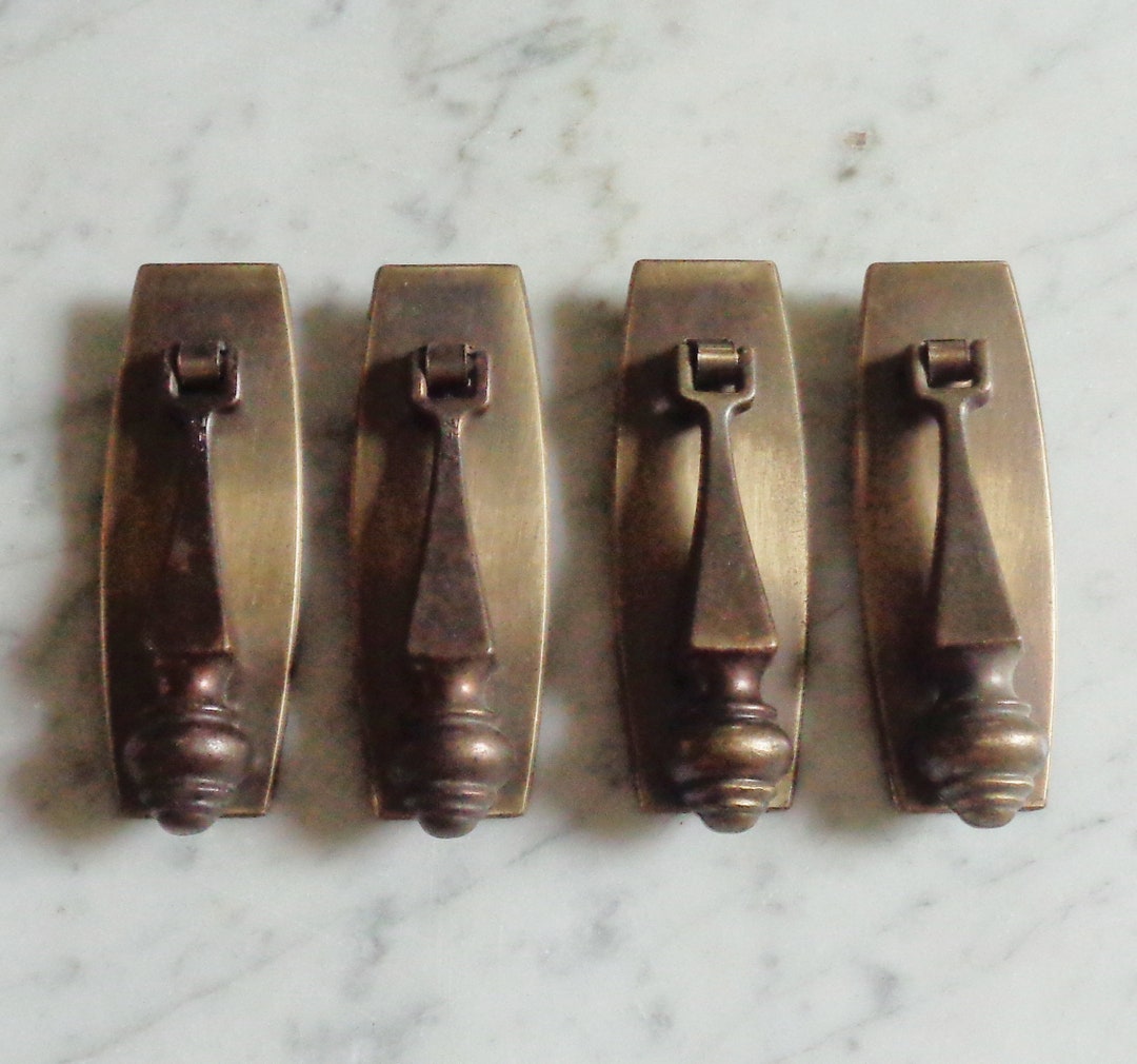 3 Inch Tear Drop Bail Knocker Drawer Pulls W Back Plates #7642 Vintage ...
