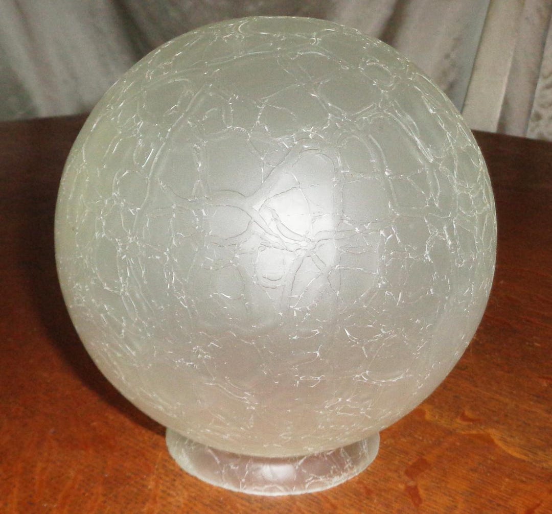 6 Inch Frosted Crackle Glass Orb Ball Globe Replacement Shade, Vintage ...