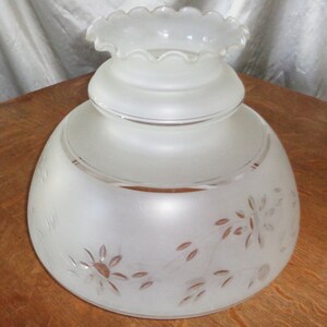 Large Frosted Etched Glass Ruffled Rim Light Fixture Hurricane Shade W ...