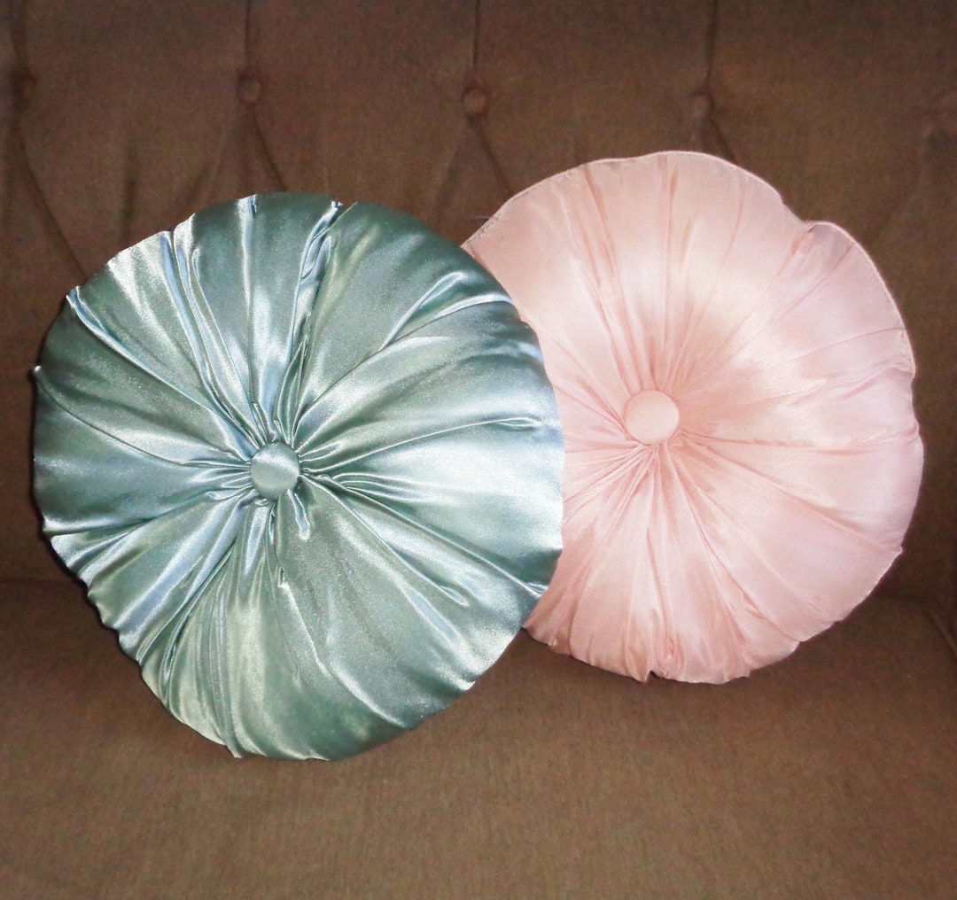 Pleated Pintuck Vanity Chair Couch Stool Pad Pillows in Pink and Blue ...