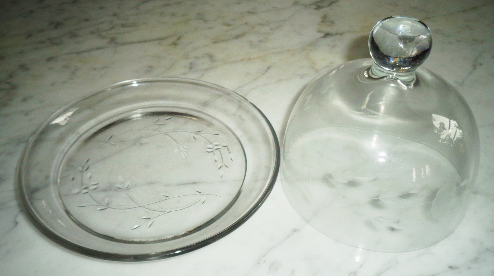 Vintage Princess House Glass Etched Flower Covered Cheese Butter Dish ...