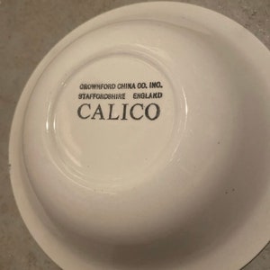 8 Calico Crownford China Co Staffordshire England 6 3/8 Inch Cereal ...