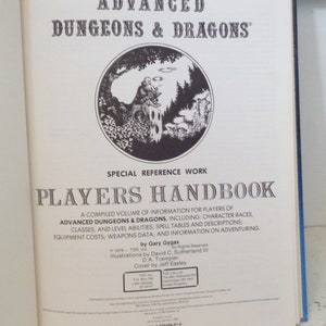 Official Advanced Dungeons & Dragons Players Handbook 1980 TSR ...
