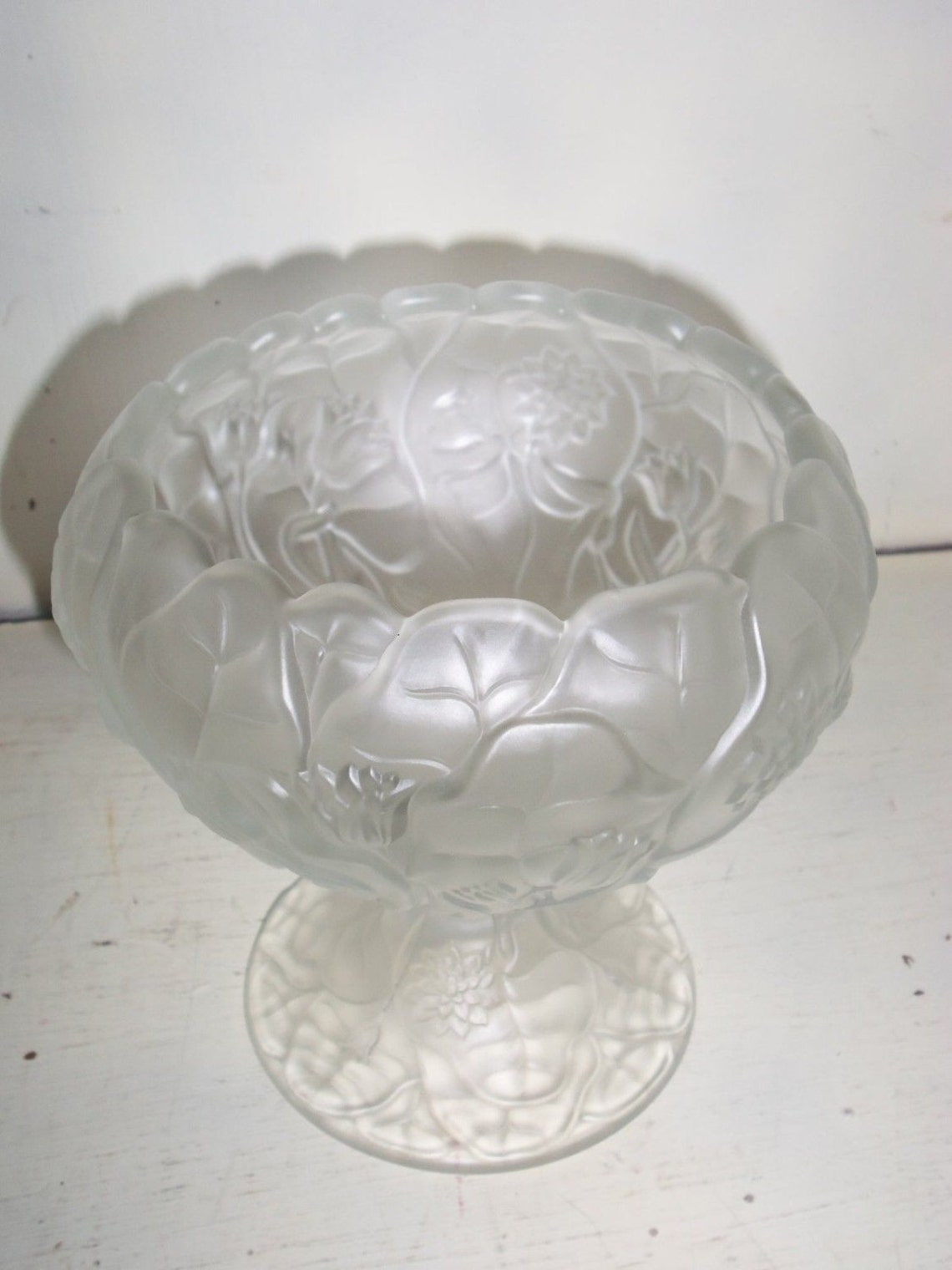 Signed fenton Satin Water Lily Rose Flower Pattern - Etsy